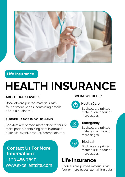 Plantilla de White Professional Health Insurance A4 | PosterMyWall