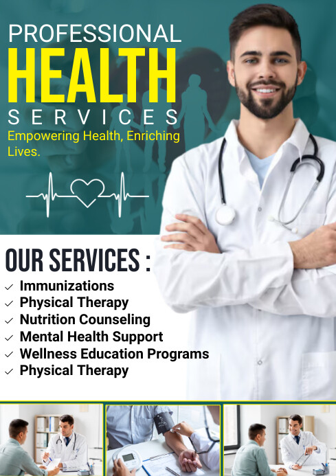 White Professional Health Services A4 Modelo | PosterMyWall
