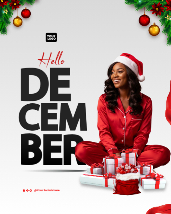 White Professional Hello December Festive Monthly Welcome Instagram ...