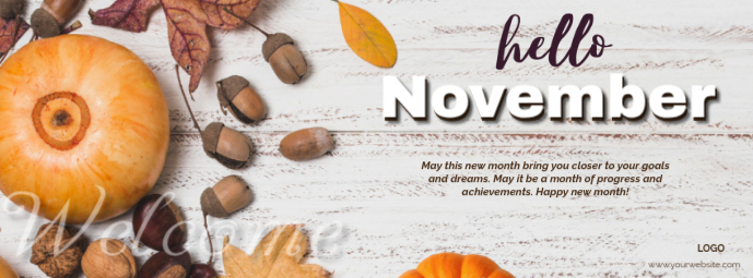 White Professional Hello November Facebook Cover Photo Template ...