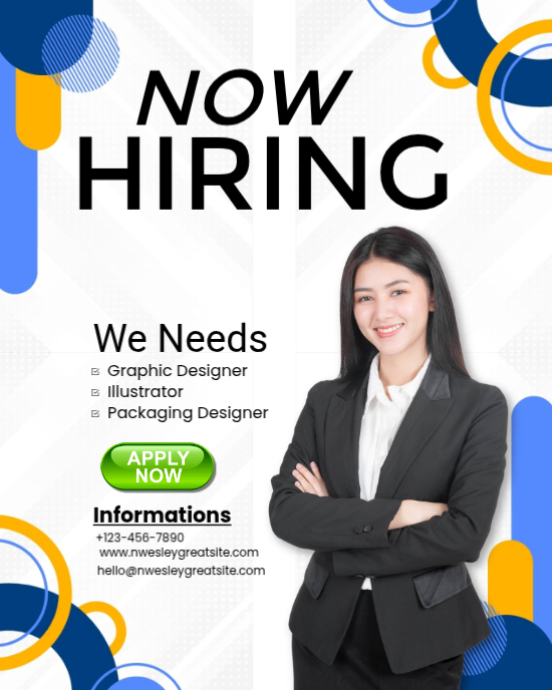 White Professional Hiring Instagram Portrait Template | PosterMyWall