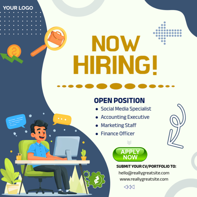 White Professional Hiring Square (1:1) Template | PosterMyWall