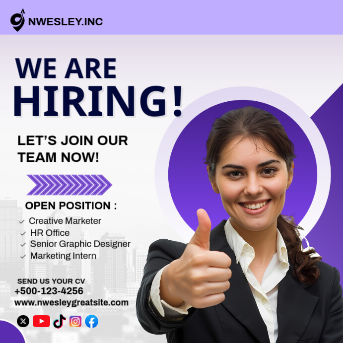 Copy of White Professional Hiring Square (1:1) | PosterMyWall