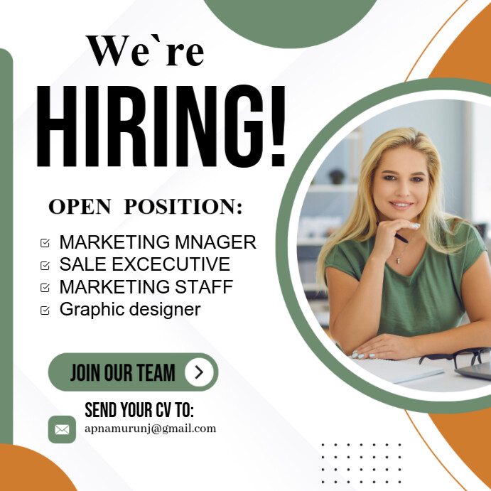 White Professional Hiring Template Flyers Instagram Post | PosterMyWall