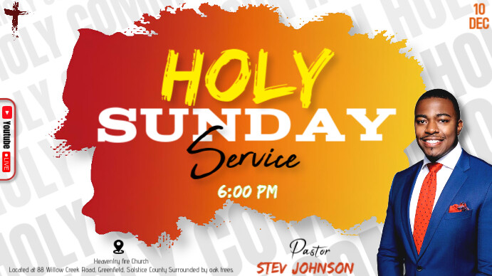 White Professional Holy Sunday Youtube Thumbnail Template | PosterMyWall