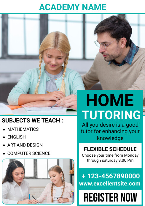 Copy of White Professional Home Tuition Poster A4 | PosterMyWall