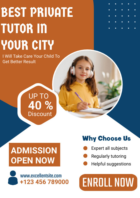 Copy of White Professional Home Tutoring A4 | PosterMyWall