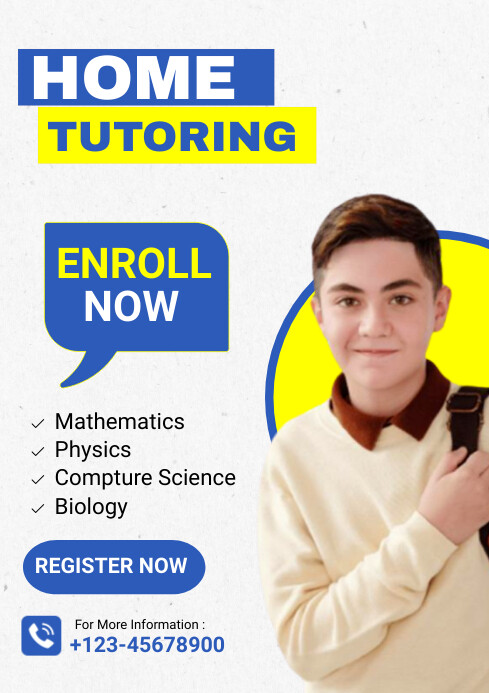 White Professional Home Tutoring A4 Template | PosterMyWall