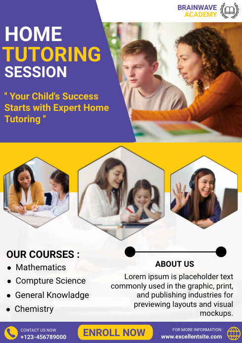 White Professional Home Tutoring A4 Template | PosterMyWall