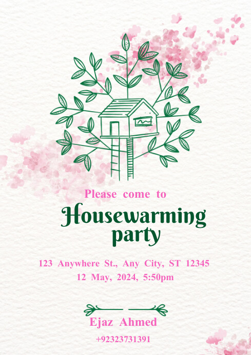 White Professional Home Warming Party A4 Template | PosterMyWall