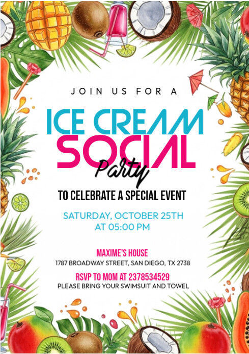 White Professional Ice Cream Social Template A4 | PosterMyWall