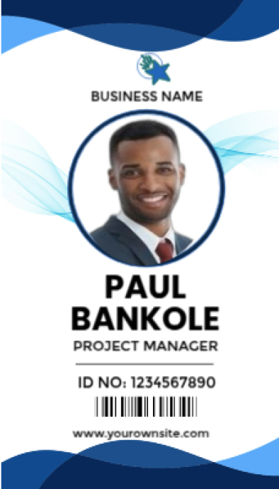 Plantilla de White Professional Id Card Template For Events, Volunteers ...