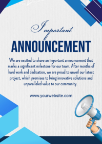 White Professional Important Announcement A4 Template | PosterMyWall