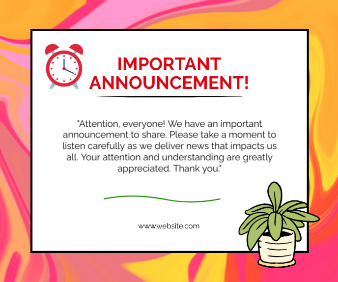 White Professional Important Announcement And Template | PosterMyWall