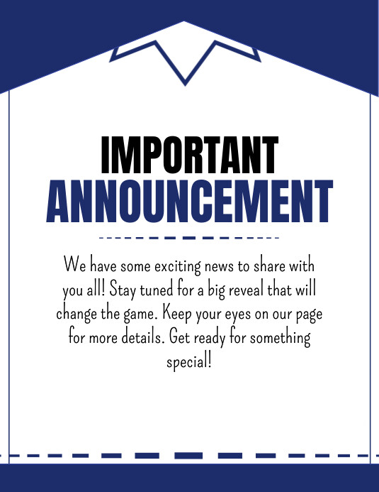 Plantilla de White Professional Important Announcement Fl | PosterMyWall