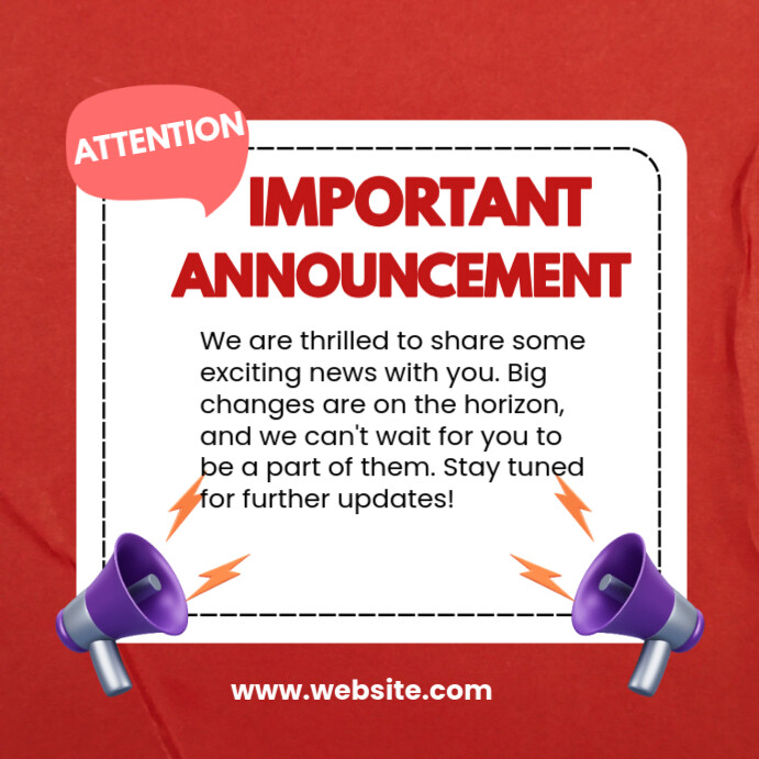 White Professional Important Announcement Instagram Post Template ...