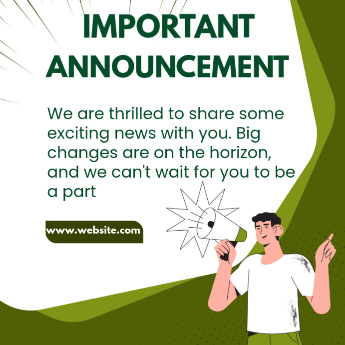 White Professional Important Announcement Instagram Post Template ...