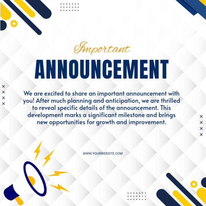 Copy of White Professional Important Announcement Instagram Post ...