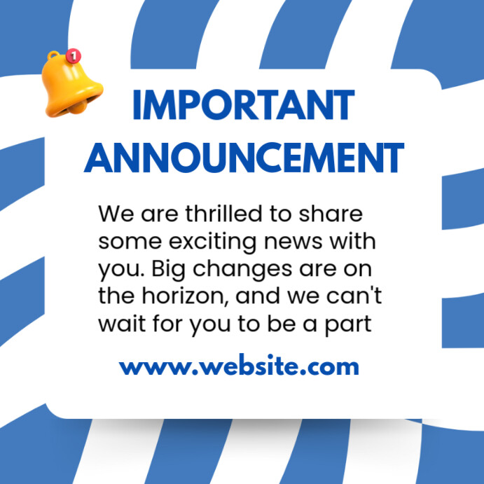 White Professional Important Announcement Instagram Post Template ...