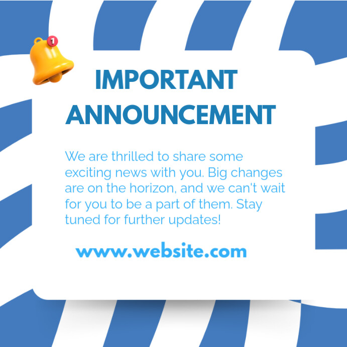 White Professional Important Announcement Instagram Post Template ...