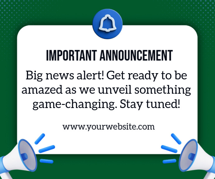 White Professional Important Announcement Medium Rectangle Template ...