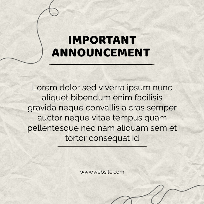 Copy of White Professional Important Announcement Not | PosterMyWall