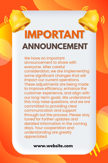 Copy of White Professional Important Announcement Poster | PosterMyWall