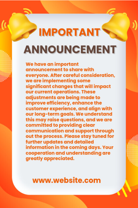 White Professional Important Announcement Poster Template | PosterMyWall