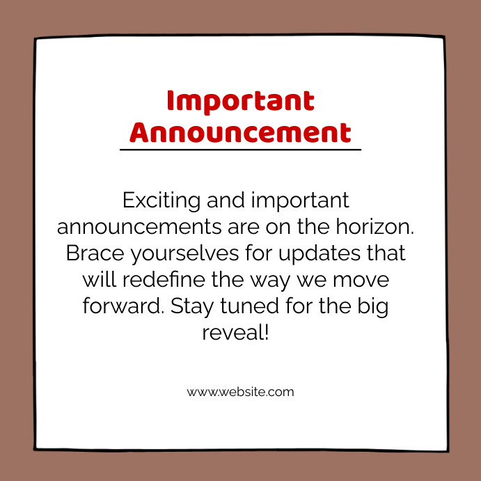 White Professional Important Announcement Pos Template | PosterMyWall