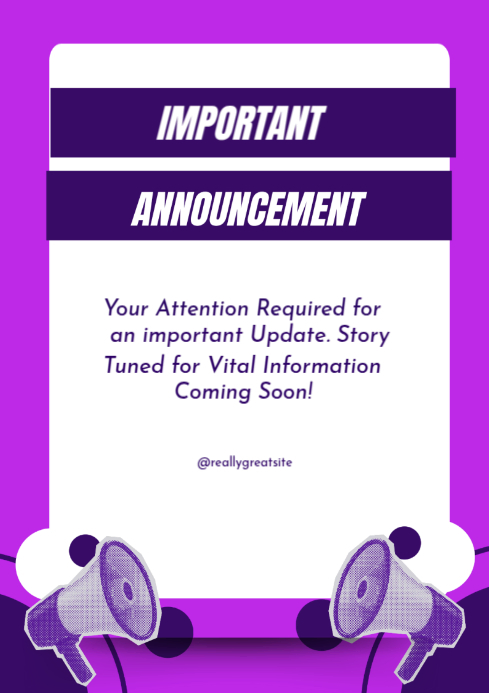 White Professional Important Announcement Post A4 Template | PosterMyWall