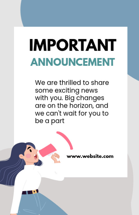 White Professional Important Announcement Tabloid Template | PosterMyWall