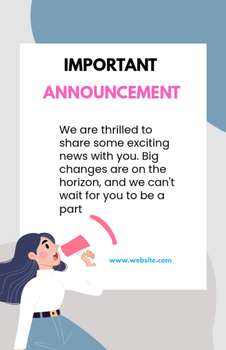 White Professional Important Announcement Tabloid Template | PosterMyWall