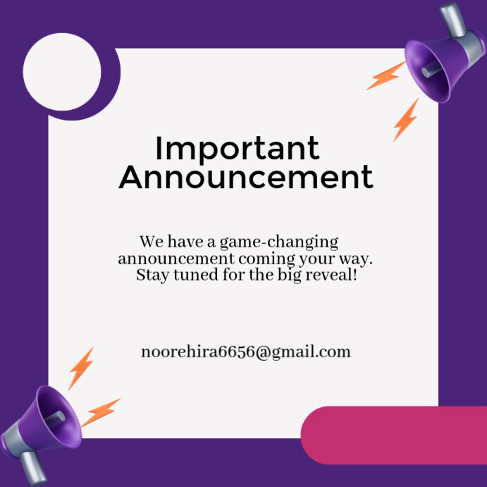 White Professional Important Announcements Instagram Post Template ...