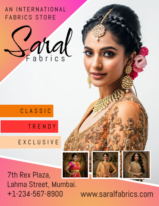Copy of White Professional Indian Fashion Fabrics Flyer (us Letter ...