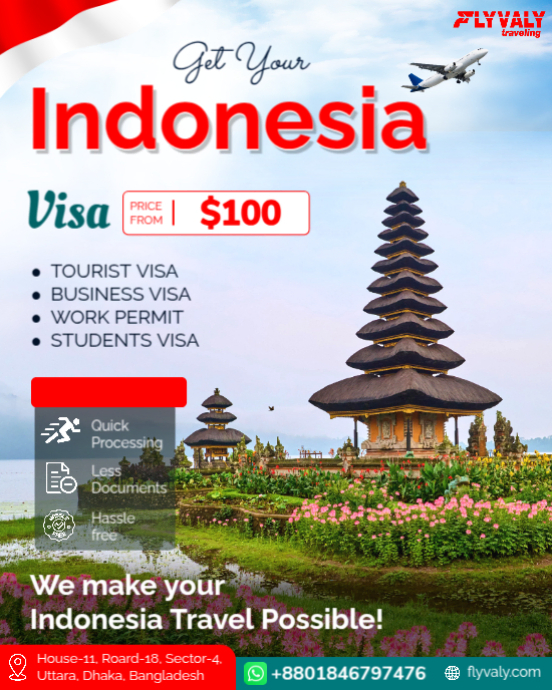 White Professional Indonesia Visa Processing Ads Design Template ...