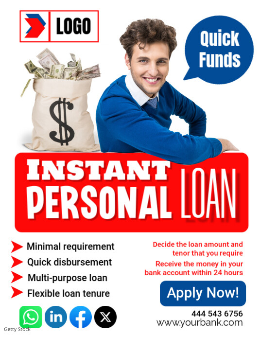White Professional Instant Personal Loan Flyer (us Letter) Template | PosterMyWall