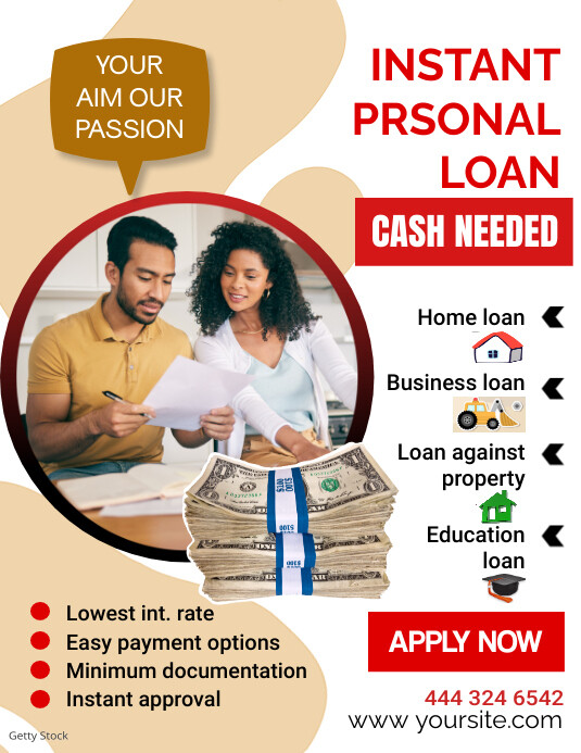 Copy of White Professional Instant Personal Loan Flye | PosterMyWall