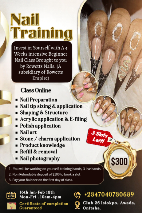 Plantilla de White Professional Intensive Nail Training Poster ...