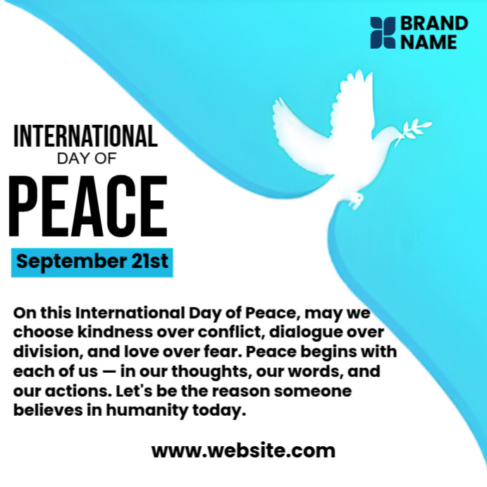 White Professional International Day Of Peace Instagram Post Template ...