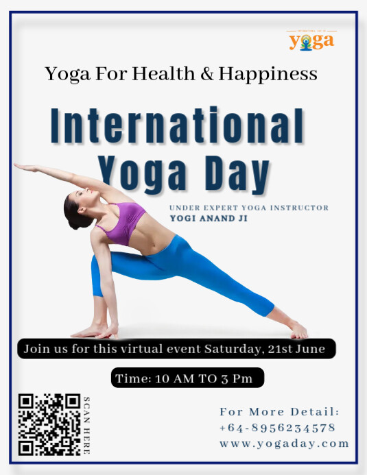 Copy of White Professional International Yoga Day Invitation Card Flyer ...