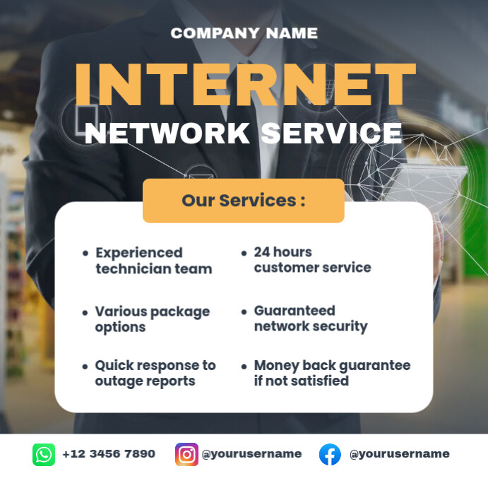White Professional Internet Network Service Instagram Post Template