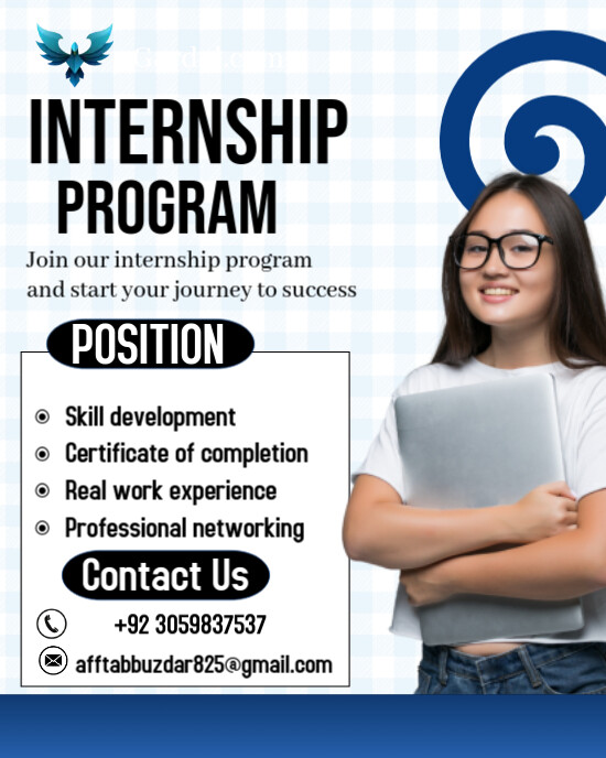 White Professional Internship Poster Design Instagram Portrait Template ...