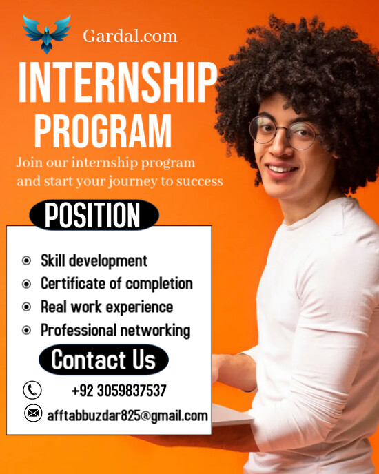 White Professional Internship Poster Design Instagram Portrait Modelo ...