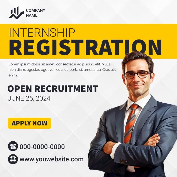Copy of White Professional Internship Registration In | PosterMyWall
