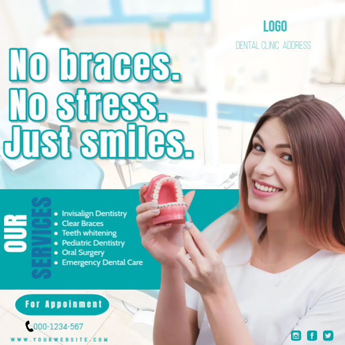 Plantilla de White Professional Invisalign Post Instagram Post ...