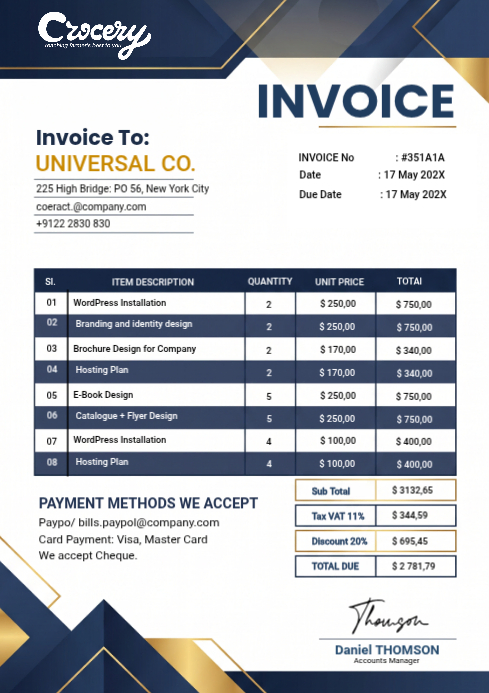 Plantilla de Blanco Invoice Design A4 | PosterMyWall