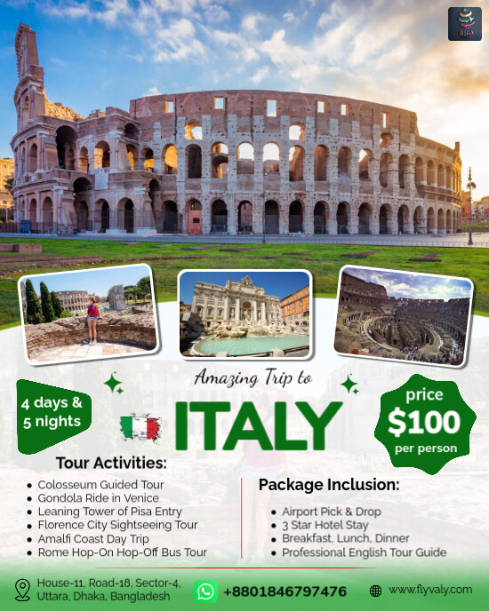 Copy of White Professional Italy Tour Package Ads Template Instagram ...