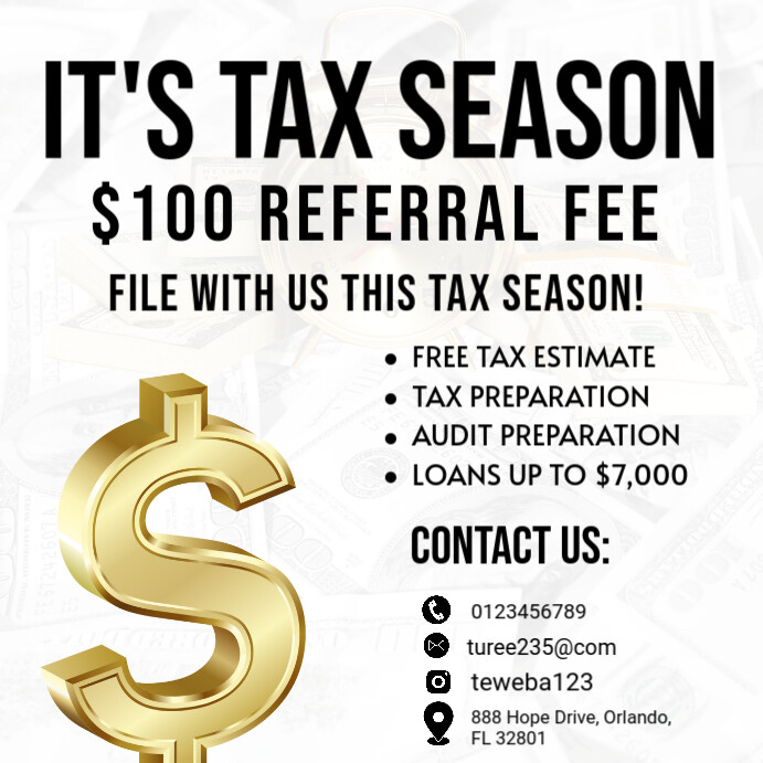 White Professional Its Tax Season Instagram Post Template | PosterMyWall