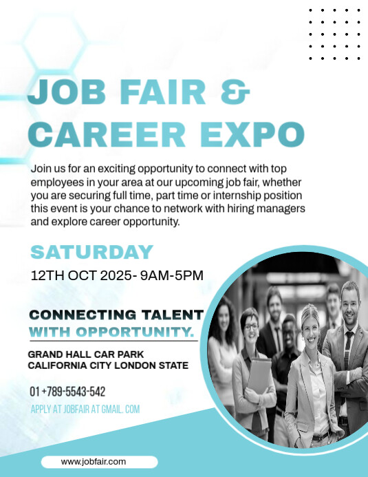 White Professional Job Fair & Career Expo Promotion Template Flyer (us ...