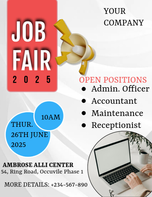 White Professional Job Fair Design Template Flyer (us Letter ...